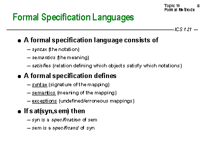 Formal Specification Languages